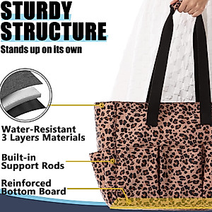 PAMLIAPY Teacher Tote Bag with 13 Pockets, Large Nurse bag for Work, Tote Bag for Women Fits 15.6" Laptop, Utility Tote with Zipper Closure, Sturdy Nursing bag, Waterproof Work Tote with Thick Bottom