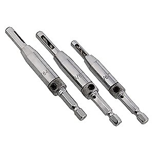 Deadwood Crafted Tools VIX Self Centering Drill Bit Set - 7/64, 9/64, and 11/64in Wood Drill Bits for Hinges and Shelves