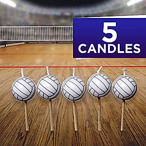 Volleyball Birthday Candles (5 Pack, Spherical Volleyballs on Picks) Volleyball Side Out Party Collection by Havercamp