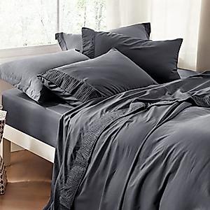 Bedsure Split King Sheet Set for Adjustable Beds - Soft Sheets for Split King Size Bed, 5 Pieces Hotel Luxury Grey Sheets Split King, Easy Care Polyester Microfiber Cooling Bed Sheet Set