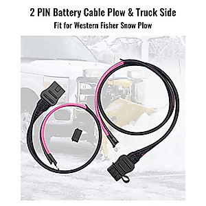 NTSUMI 2 PIN Battery Cable Plow and Truck Side Fit for Western Fisher Snow Plow Replace 21294 61169 8274, Battery Cable Harness with Plug Cover