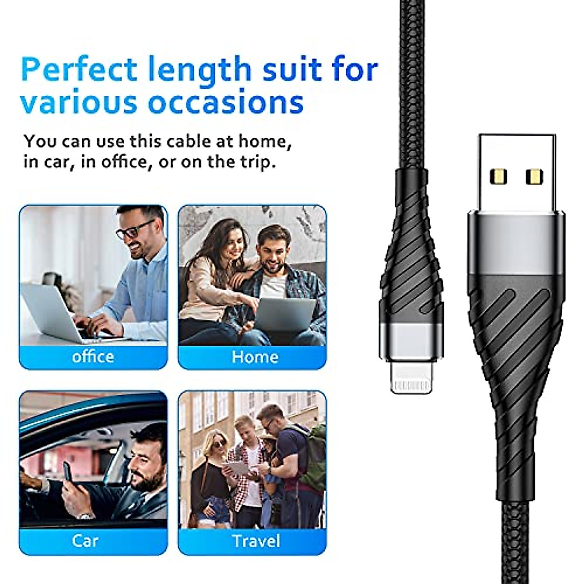 iPhone Charger 6FT 3Pack, [Apple MFi Certified] Lightning Cable Long iPhone Cable Cord Fast iPhone Charging Cable Compatible with iPhone 14/13/12/11 Pro Max/XS MAX/XR/XS/X/8/7/Plus/6S/6/SE/5S/iPad