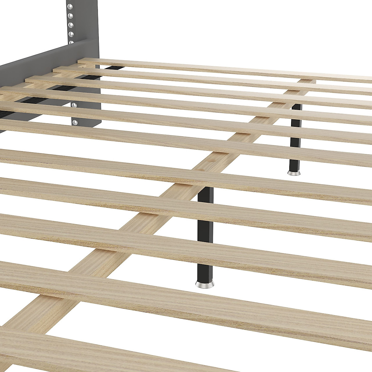 FANYHOM Queen Size Tufted Upholstered Bed Frame Low Profile Velvet Bed Frame Platform with Raised Wingback Headboard/No Box Spring Required/Wood Slat Support/Black