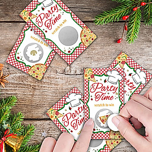 REWIDPARTY Pizza Party Scratch Off Game Cards（32 PCS） Wedding Bridal Baby Shower Scratch Off Cards Activity for Christmas Thanksgiving Raffle Tickets Family Holiday Games Supplies for Kids Adults