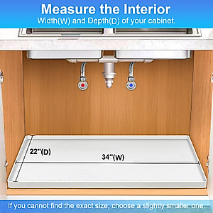 Tullyllify Under Sink Mat 22x34, Silicone Under Sink Mats for Kitchen Waterproof, Under Kitchen Sink Mat with Lip, Under Sink Liner Tray, Kitchen Under Sink Organizers and Storage, Light Grey