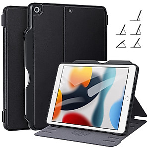 ZtotopCases for iPad 9th/8th/7th Generation 10.2 Inch, [5 Magnetic Stand Angles + Pencil Holder + Highly Shockproof +Auto Wake/Sleep], Premium PU Leather Cover for iPad 10.2 inch 2021/2020/2019, Black