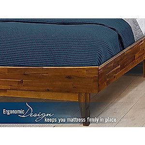 Acacia Aurora 14 Inch Wood Platform Bed, Bed Frame with Headboard, Queen Size, Caramel