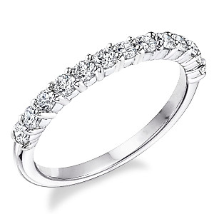 Sizeron 2mm Moissanite Wedding Bands Brilliant Round Half Eternity Promise Ring Christmas Gift For Women Size 8