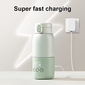 BOLOLO Portable Milk Warmer with Super Fast Charging and Cordless, Instant breastmilk, Formula or Water Warmer with 10 Ounces Big Capacity, Baby Flask for Vehicle,car,Airplane Journey