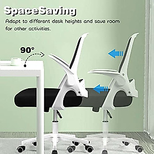 Devoko Office Chair Mesh Desk Chair Ergonomic Office Chair with Lumbar Support Swivel Computer Task Chair with Flip-up Arms Adjustable Height (White)