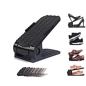 Yagizaai Bayou Shoe Slots, 8 PCS Shoes Slots Organizer, 4-Level Adjustable Shoe Stacker, Upgraded Shoe Space Saver, 50% Space-Saving Shoe Holders(Black)