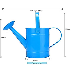 SUQ I OME 1.5L Small Metal Watering Can -Garden Outdoor Watering Can Bucket - Small Portable Indoor Watering Equipment with Anti-Rust Powder Coating Treatment Blue