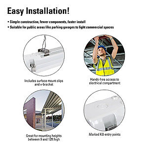 Metalux Vaportite 4 ft. White Integrated LED Industrial Vaportite withSelectable CCT and Lumen