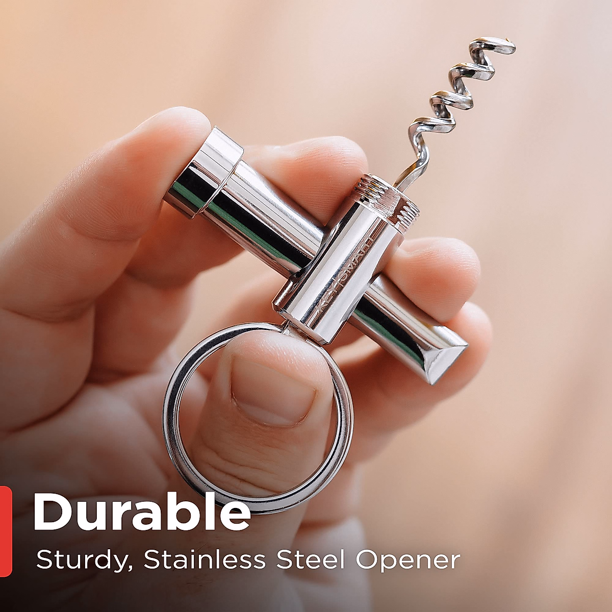 KeySmart CorkSmart - 2-in-1 Keychain Wine Opener and Bottle Opener, the Ultimate Dual Bottle Opener and Wine Bottle Opener Corkscrew Keychain Accessory