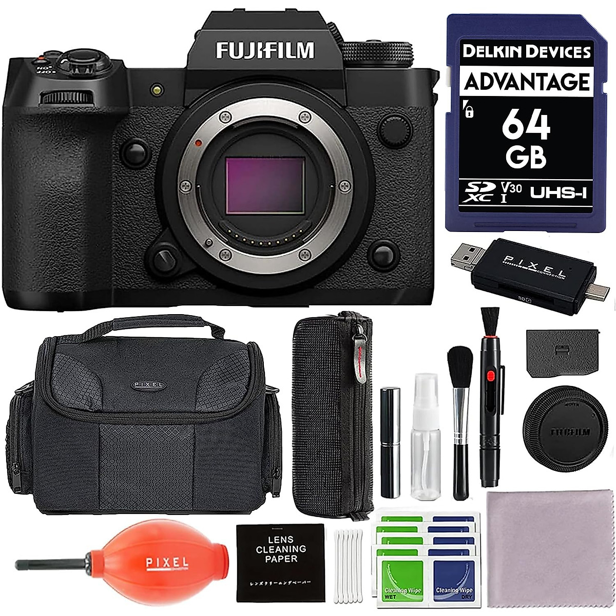Fujifilm X-H2 Mirrorless Camera Body Bundle with Delkin 64GB SD Card, Gadget Bag 200, Blower & More (USA Authorized with Fujifilm Warranty) | Fuji xh2