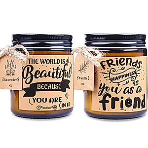 Scented Candles Gift for Women,Candle for Home Scented Funny Birthday Gift Set for Best Friend,Natural Organic Soy Wax Aromatherapy Lavender Vanilla Large Fall Candle for Her Him Stress Relief