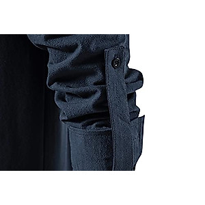 GRAJTCIN Long Sleeve Halloween Medieval Pirate Shirt for Men Renaissance Viking Steampunk Clothing Pirate Costume Ren Faire Costume Retro Shirts for Men Navy Blue M