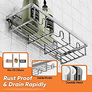 Bunoxea Shower Caddy, 5-Pack Shower Shelves,Adhesive Shower Organizer Shelves,Large Capacity,Rustproof Shower Caddy Basket Shelf,Shower Shelf for Bathroom & Kitchen Storage,Silver