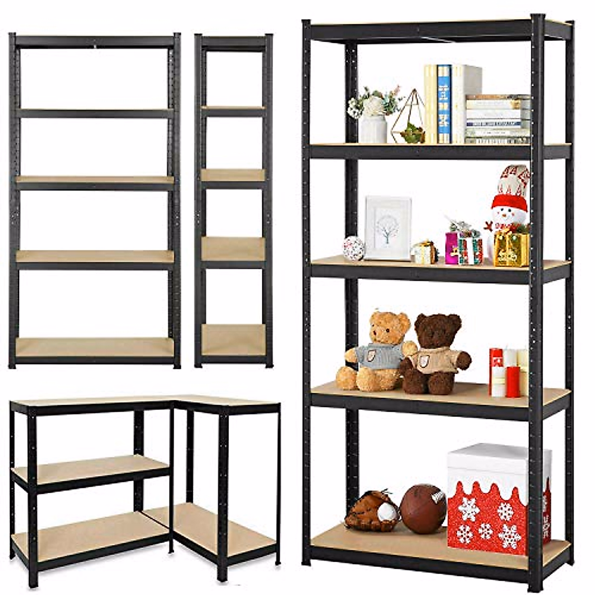 Jupitor Kitchen Storage 5-Tier Storage Shelves Garage Shelving Adjustable Metal Shelves for Storage, 175KG Per Shelf Garage Storage Utility Rack, Heavy Duty Shelves Organization Multipurpose Shelf