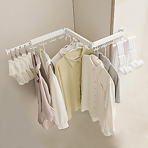 JOOM Clothes Drying Rack Wall Mounted,Folding Clothes Drying Rack,Retractable,Collapsible(Tri-Fold,Upgrade Hook),Wall Mounted Drying Rack for Laundry Balcony Bathroom (White)