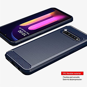 for LG V60 ThinQ Case,for LG V60 Case Slim Shock-Absorption Flexible TPU Rubber Full-Body Protective Phone Cover for LG V60 ThinQ,Brushed Blue