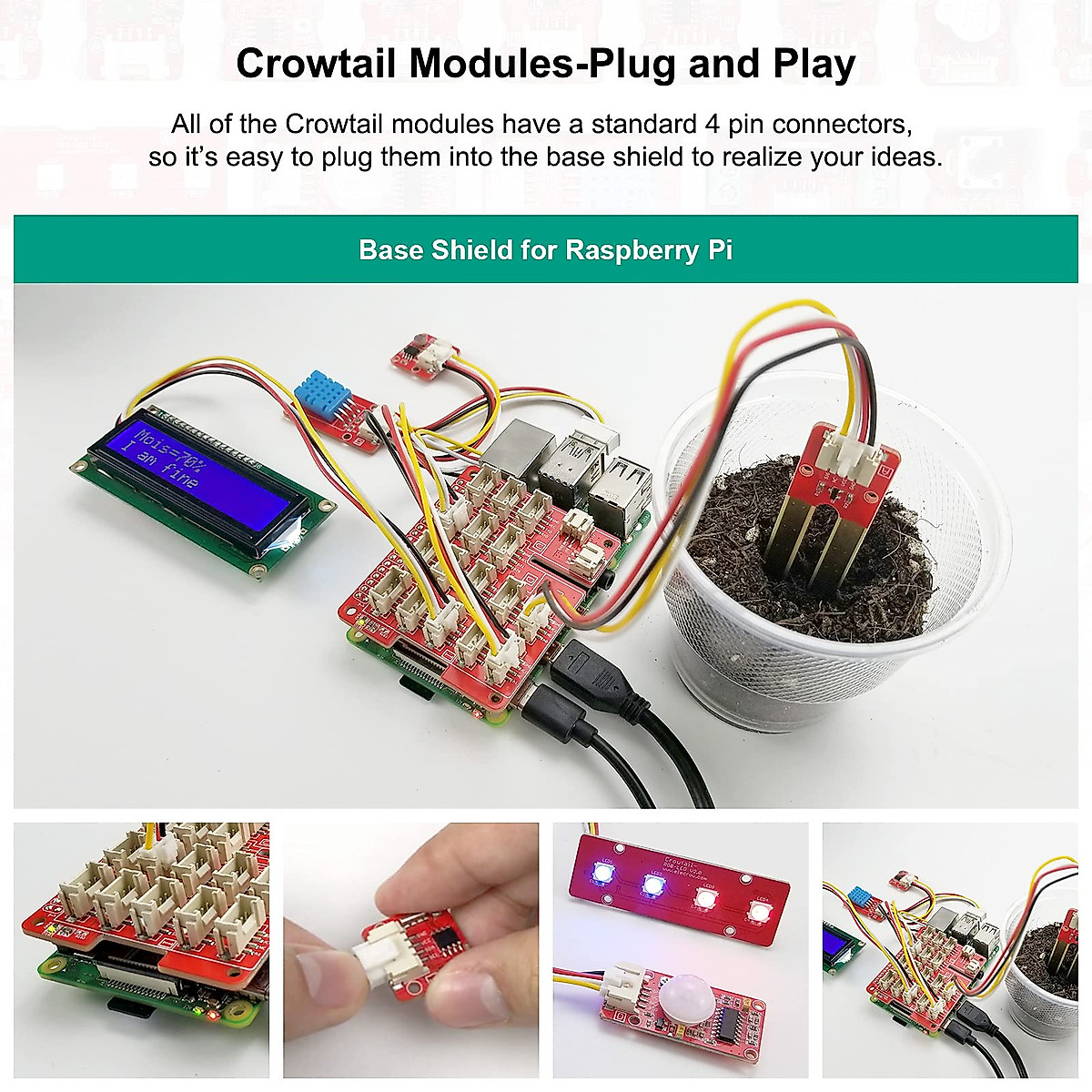 ELECROW Sensor Kit for Raspberry Pi, Programming Learning Kit, Electronics and Coding Kit for Raspberry Pi Beginners