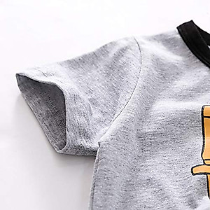 Popshion Boys Excavator Pajamas Summer Short Sets Toddler Pjs Cotton Jammies Truck Pj Clothes Kids Sleepwear 5t