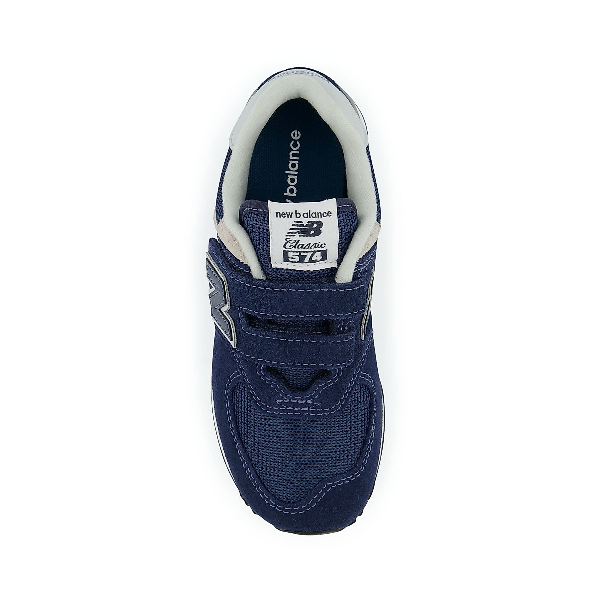 New Balance Boy's 574 Core Hook and Loop Sneaker, Navy/White, 1.5 Little Kid