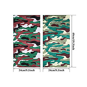10 Pieces Seamless Bandanas Face Cover Magic Scarf Neck Gaiter Seamless Dustproof Neck Warmer Headbands (Camouflage Style)
