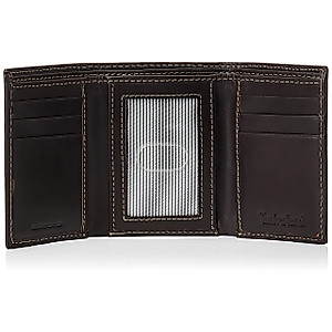 Timberland mens Leather Trifold Wallet With Id Window, Brown (Cloudy), One Size