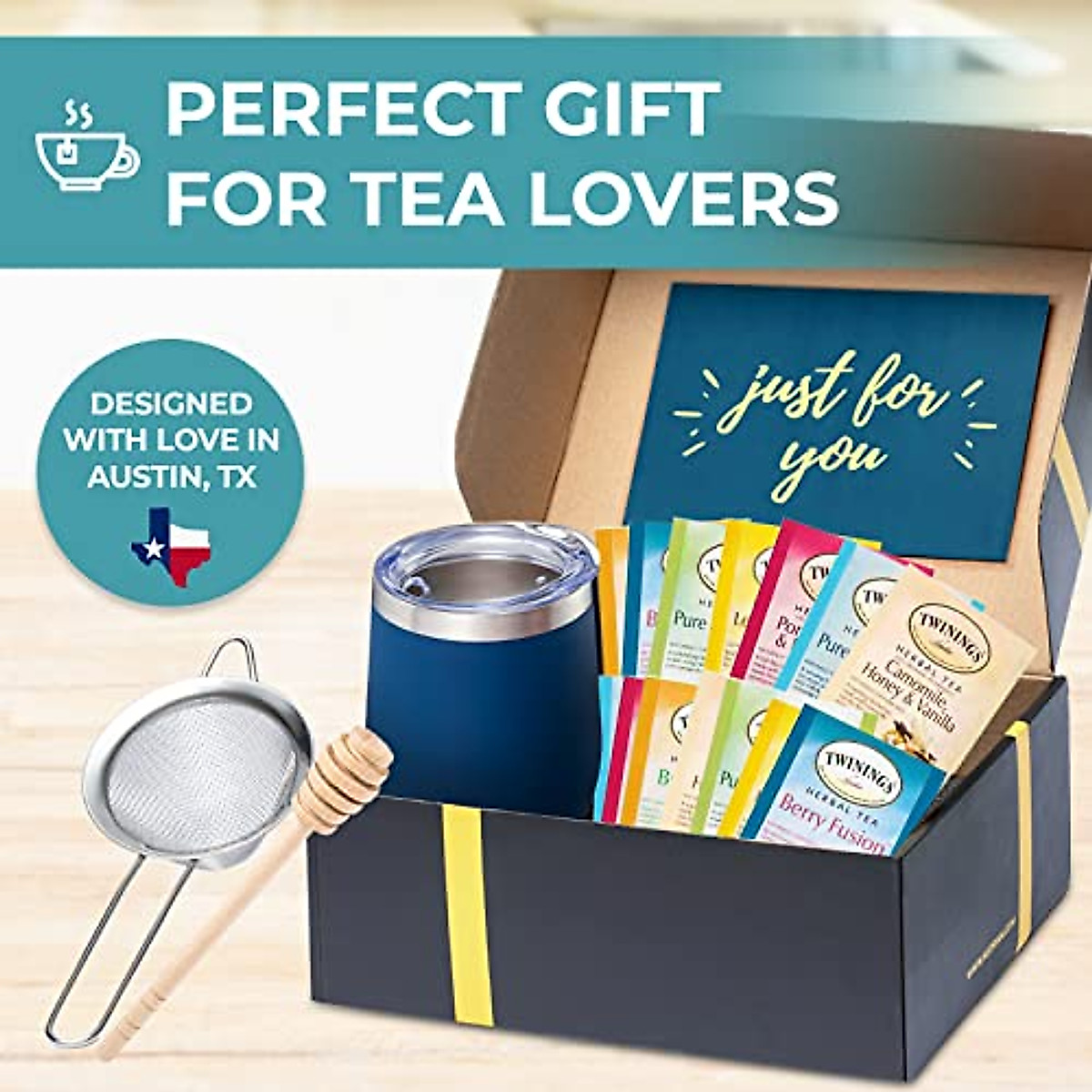 KEDRIAN Tea Gift Box Set, Tea Gift Sets, Tea Sets For Women & Men, Tea Gifts For Tea Lovers Women, Tea Gift Baskets, Sick Care Package For Sick Friend, Variety Tea Sampler Gift Set Box for Tea Lovers