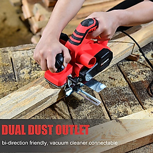 AOBEN 9-Amp Electric Hand Planer, 3-1/4-Inch 18000RPM Wood Planer for Woodworking, Power Handheld Planer for Wood Chamfer DIY, Dual Side Dust Outlet