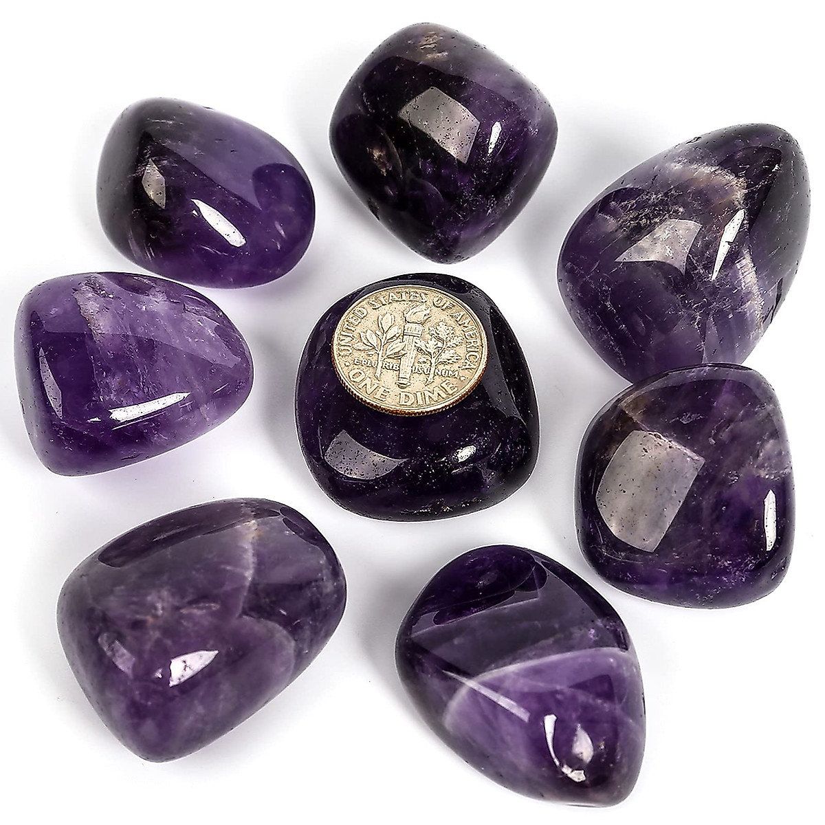 ZenQ 1/2 lb Tumbled Amethyst Stones for Wicca, Reiki, and Energy Crystal Healing, Natural Amethyst Crystal from Brazil