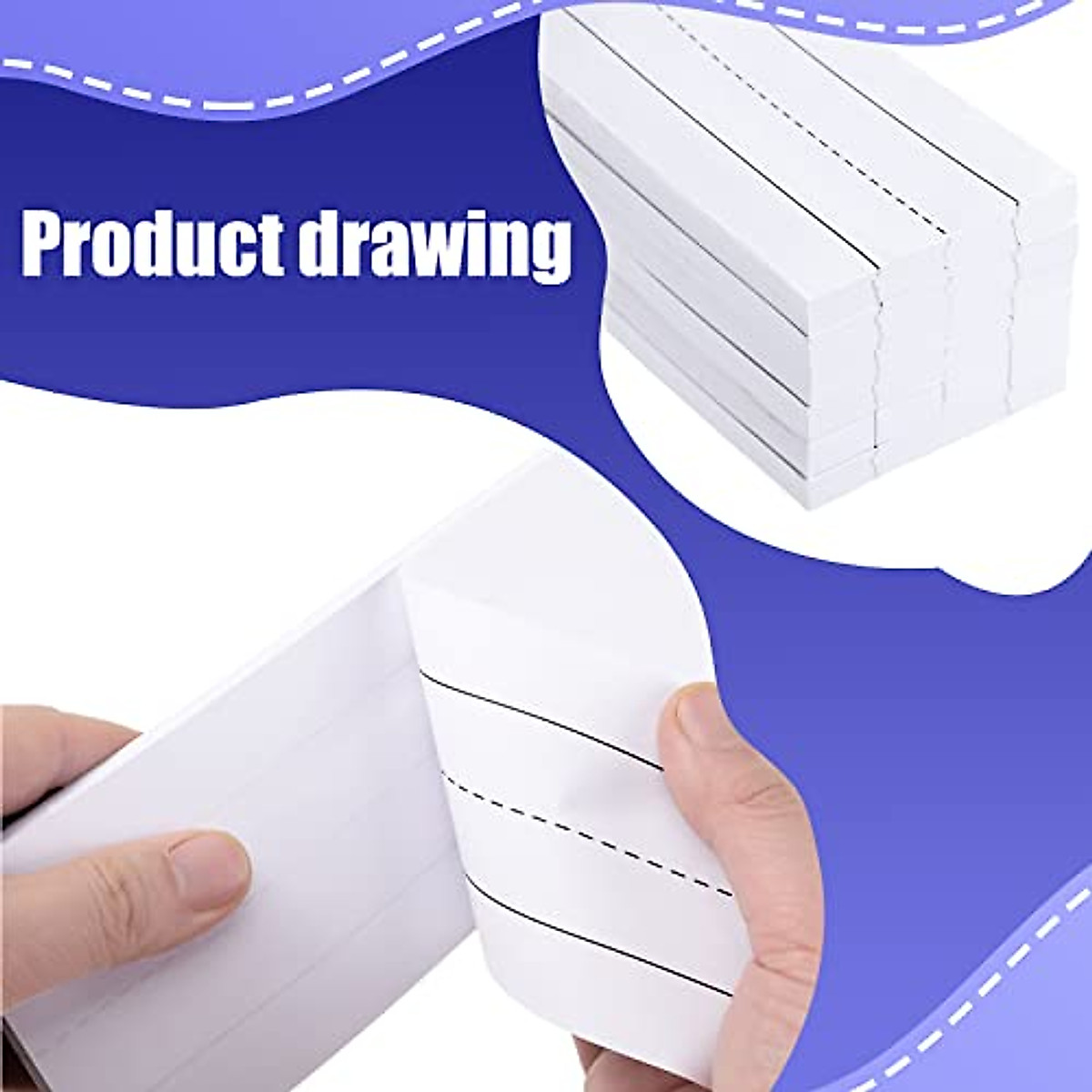 600 Sheets Sentence Strips Ruled for Teachers Name Writing Strips Adhesive Lined Word Strips Classroom Supplies Dry Erase Sentence Strips for School Office Supplies, 3 x 12 Inch, 6 Pack (White)