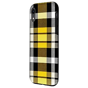 iPhone XR Yellow Black Tartan Plaid Pattern 80s Design Case