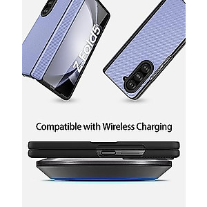 Cresee Case for Samsung Galaxy Z Fold 5 (2023) with Built-in Cover Screen Protector & Hinge Protection, Slim Hard PC + PU Protective Phone Case for Galaxy Z Fold5 5G - Lavender