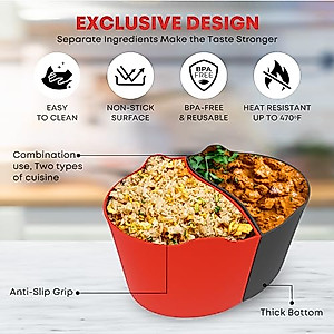 AMR 2in1 Slow Cooker Liners for 5-6 QT Crockpots, Silicone Crockpot Liner for Cooking 2 Dishes, Leak Proof & Dishwasher Safe