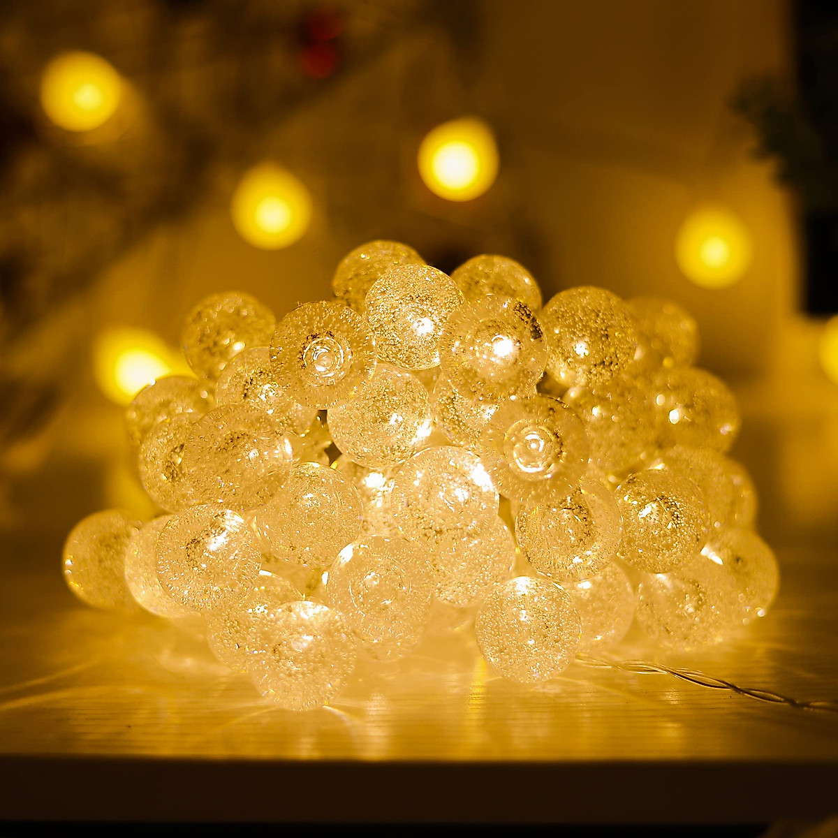 Big Globe String Lights Fairy Lights Battery Operated 21FT 60LED Bubble Ball,lamp String Waterproof Indoor Outdoor Hanging Lights Decorative Christmas Lights for Home Party Patio Garden Wedding