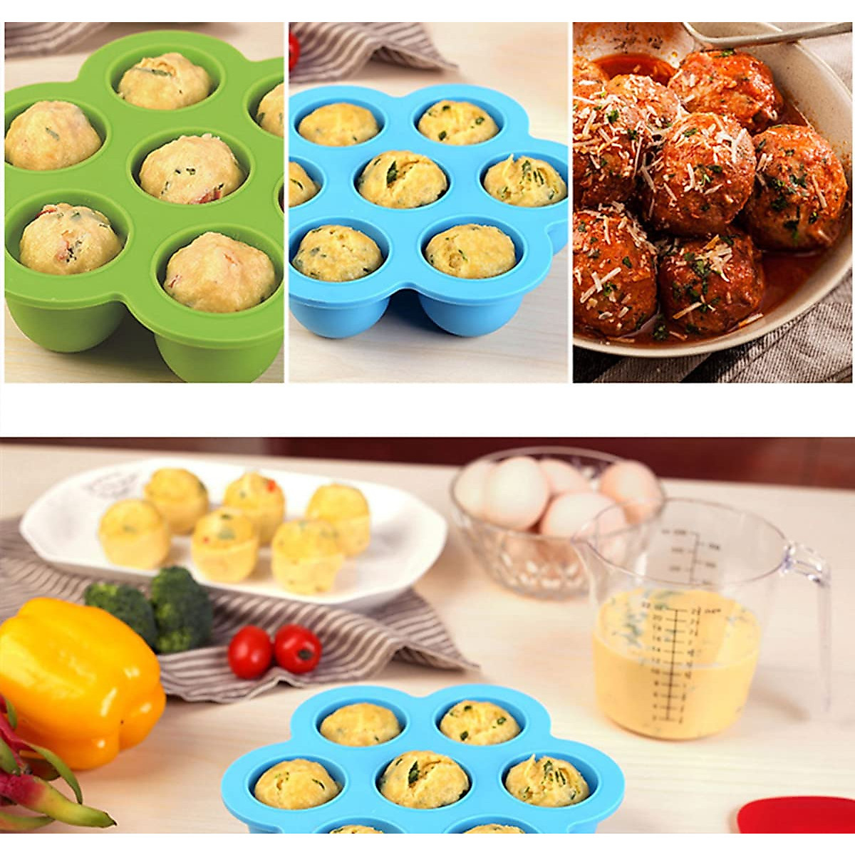 Silicone Egg Bites Molds for Instant Pot Accessories for 5,6,8 Qt Pressure Cooker, Food Storage Containers Silicone Egg Steamer Frozen Lid Refrigerator Ice Tray