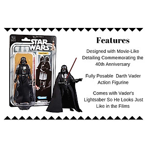 Disney Star Wars Black Series 40th Anniversary Collection Darth Vader - 6 Inches Action Figure - Movie-Like Detailing - Includes One Figurine - Posable Arms, Legs, and Head – Designed for Ages 4 Plus