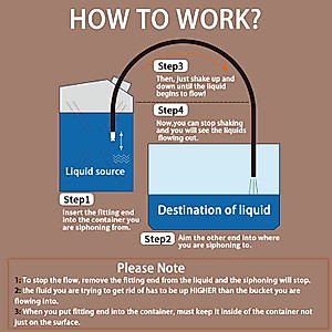 Tezam Gas Siphon Hose Pump Shaker Siphon for Gasoline Fuel Water Transfer Safe Multi-Purpose Self Priming Pump 6 Foot High Grade Hose 1/2" Valve