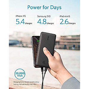 Anker USB C Power Bank, PowerCore Essential 20000 PD (18W) Power Bank, High Cell Capacity 20000mAh Portable Charger Battery Pack for iPhone 12/Mini/Pro/Max Pro/11/X, Samsung (PD Charger Not Included)