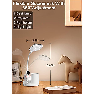 Astronaut Desk Lamp for Kids,Star Space Projector Galaxy Night Light,Eye-Care Reading Small Desk Lamps, with Pen Holder Spaceman Table Lamp, Bedroom Decor Aesthetics, Gifts for Boys and Girls