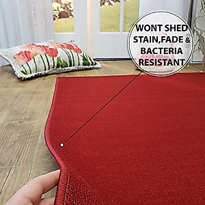 Indoor Doormat Rubber Backed, Solid Red, Non Slip, Kitchen Rugs and Mats