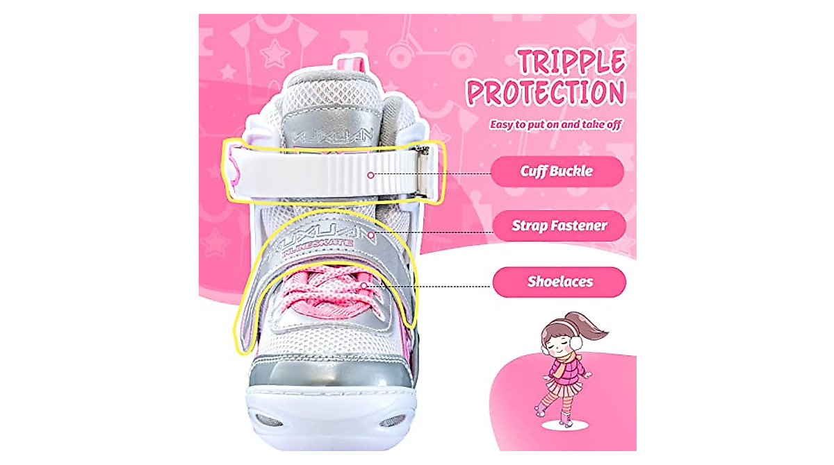 Kuxuan Skates Saya Roller Skates Adjustable for Kids,with All Wheels ...