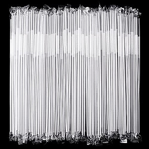 [Individually Wrapped] 100 Pcs Clear Flexible Plastic Straws, Disposable Bendy Straws, 10.2" Long and 0.23'' Diameter, BPA-Free