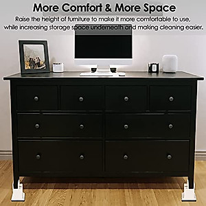 Affogato Bed Risers, Adjustable Furniture Risers with Screw Clamp, 4 Pack Heavy Duty Furniture Risers 3.4 Inch for Chairs, Desk, Cabinet, Sofa, Fit Leg Diameters 0-1.4”, Support Up to 5000lbs (White)