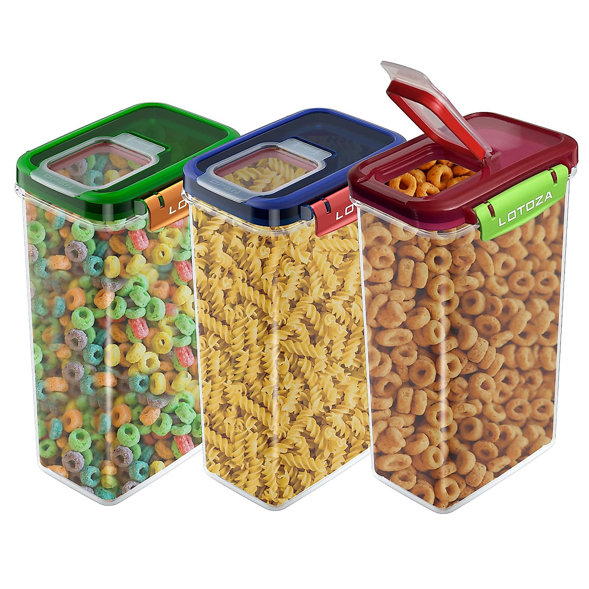 JOYOURMOUTH 3 pcs Cereal Containers Storage Cereal Dispenser For Pantry Plastic Storage Containers with Flip Top Lid Pour Airtight for Food BPA Free 2800ml/95oz