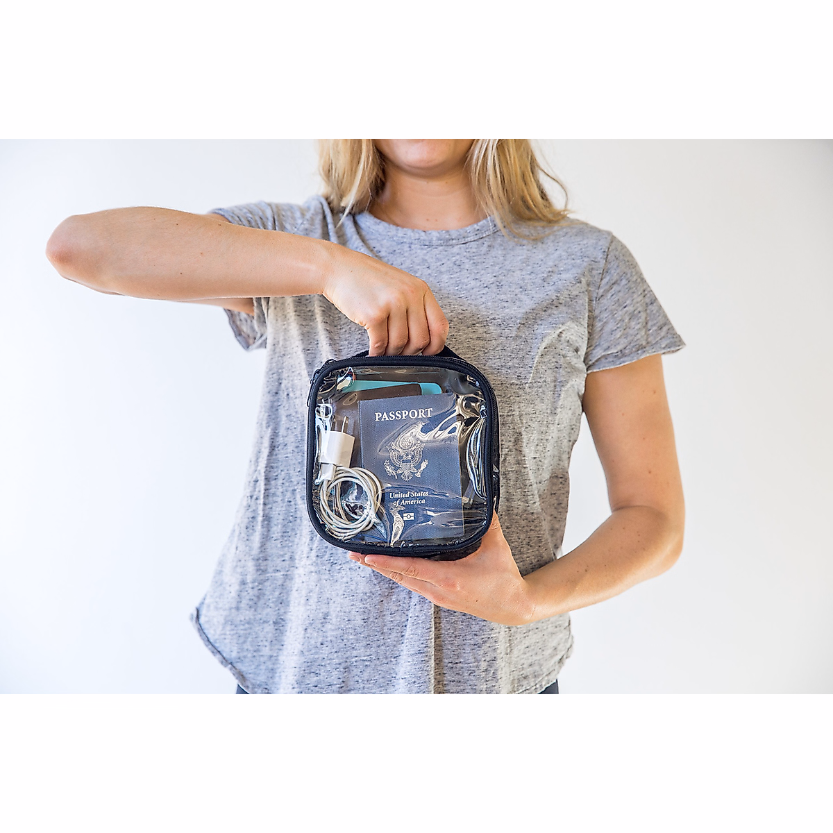 EzPacking Clear TSA Approved 3-1-1 Travel Toiletry Bag for Carry On/Quart Size Transparent Liquids Pouch for Airport Security/Reusable See Through Vinyl & PVC Plastic Organizer Men Women (Black)