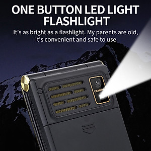 Yunseity Senior Flip Phone, HD Dual Screens SOS Buttons Large Fonts Loude Volume Easy Mobile Phone, 8 Family Numbers Flip Cellphone with Flashlight Radio E Book for Elderly Kids (Black)